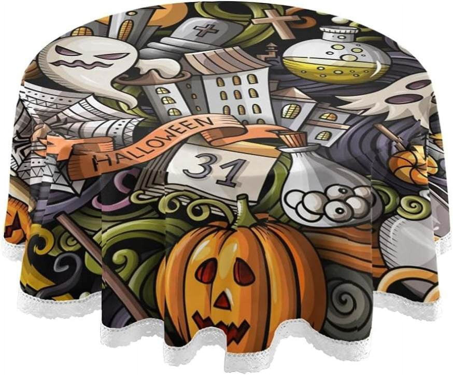 Coolnut Halloween Ghost Round Tablecloth 60", Waterproof Stain and ...