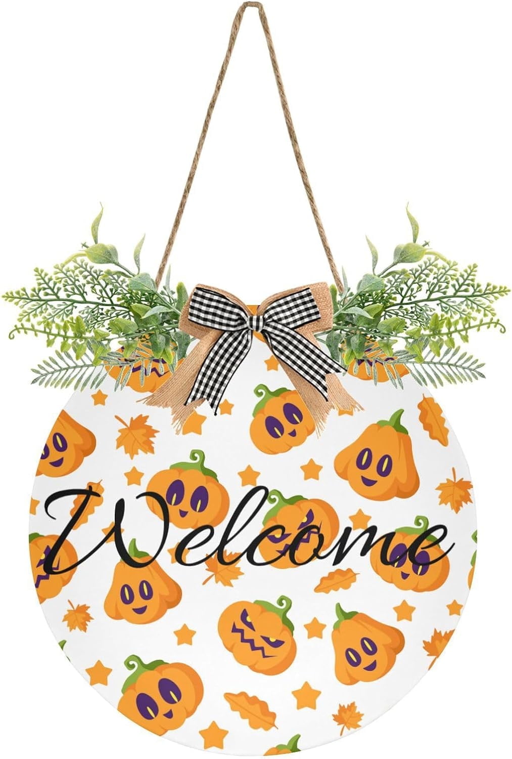 Coolnut Halloween Maple Pumpkin Welcome Sign Front Door Round Wall Door ...