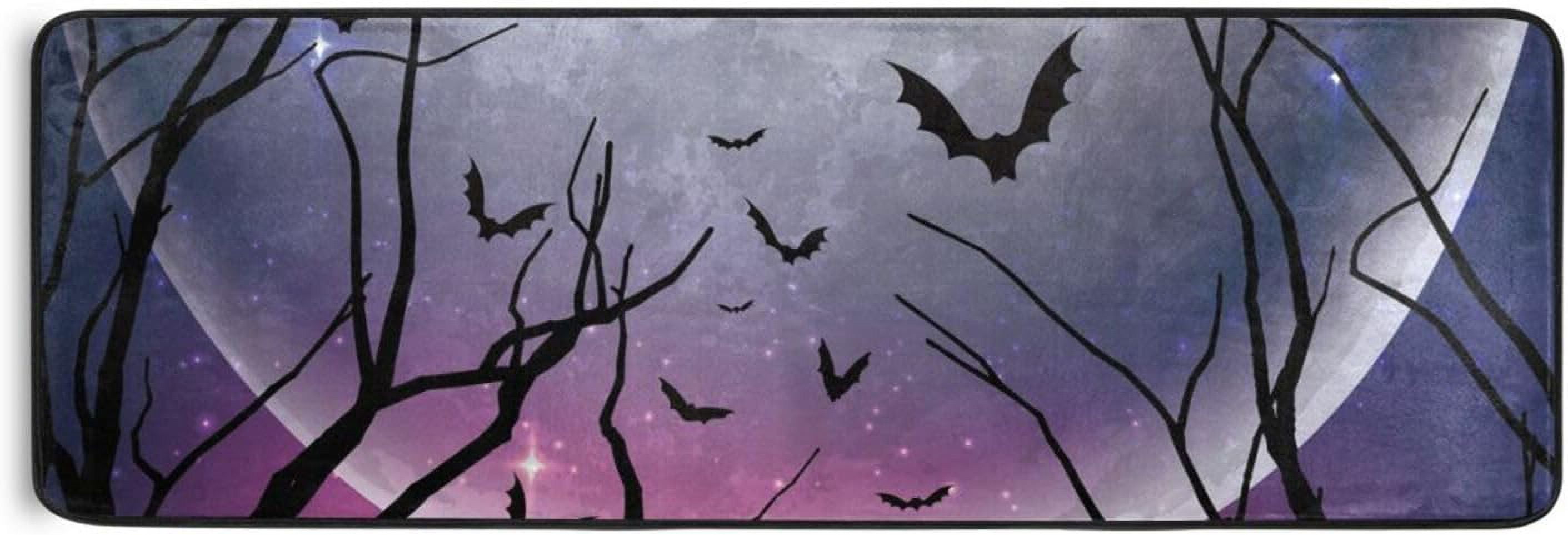 Coolnut Halloween Moon Bat Tree Area Rug - 2' x 6' Washable Runner Rugs ...