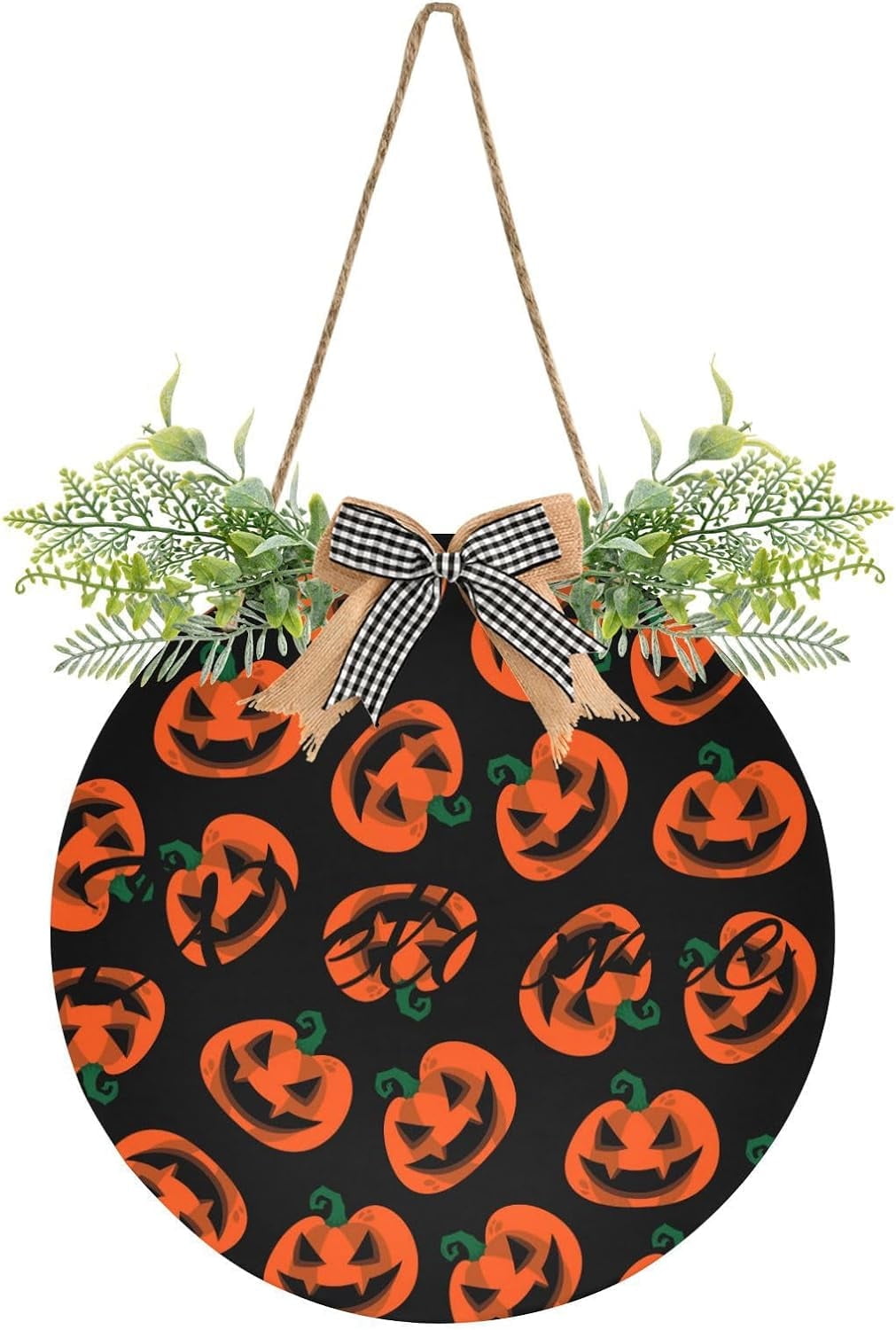 Coolnut Halloween Pumkpin Welcome Sign Front Door Round Wall Door Sign ...