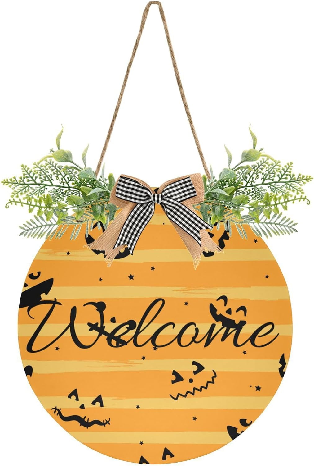 Coolnut Halloween Pumpkin Face Welcome Sign Front Door Round Wall Door ...