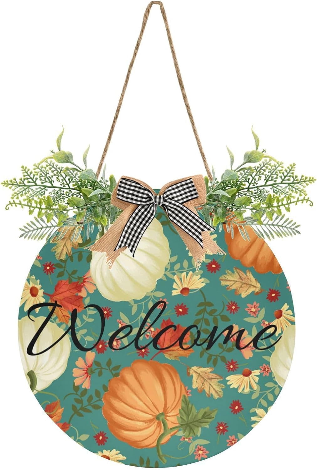 Coolnut Halloween Pumpkin Leave Welcome Sign Front Door Round Wall Door ...