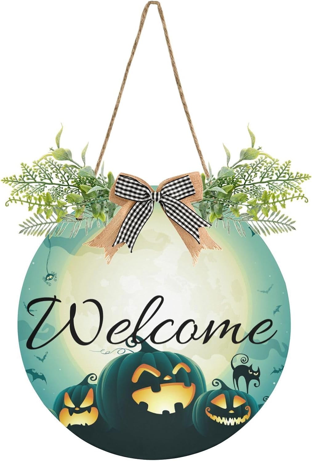 Coolnut Halloween Pumpkins Moonlight Welcome Sign Front Door Round Wall ...