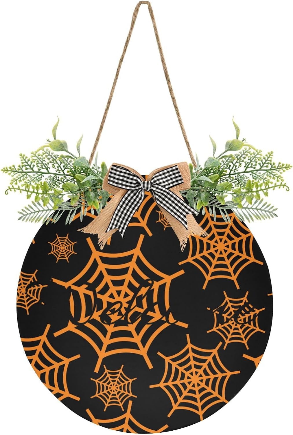 Coolnut Halloween Spider Web Welcome Sign Front Door Round Wall Door ...