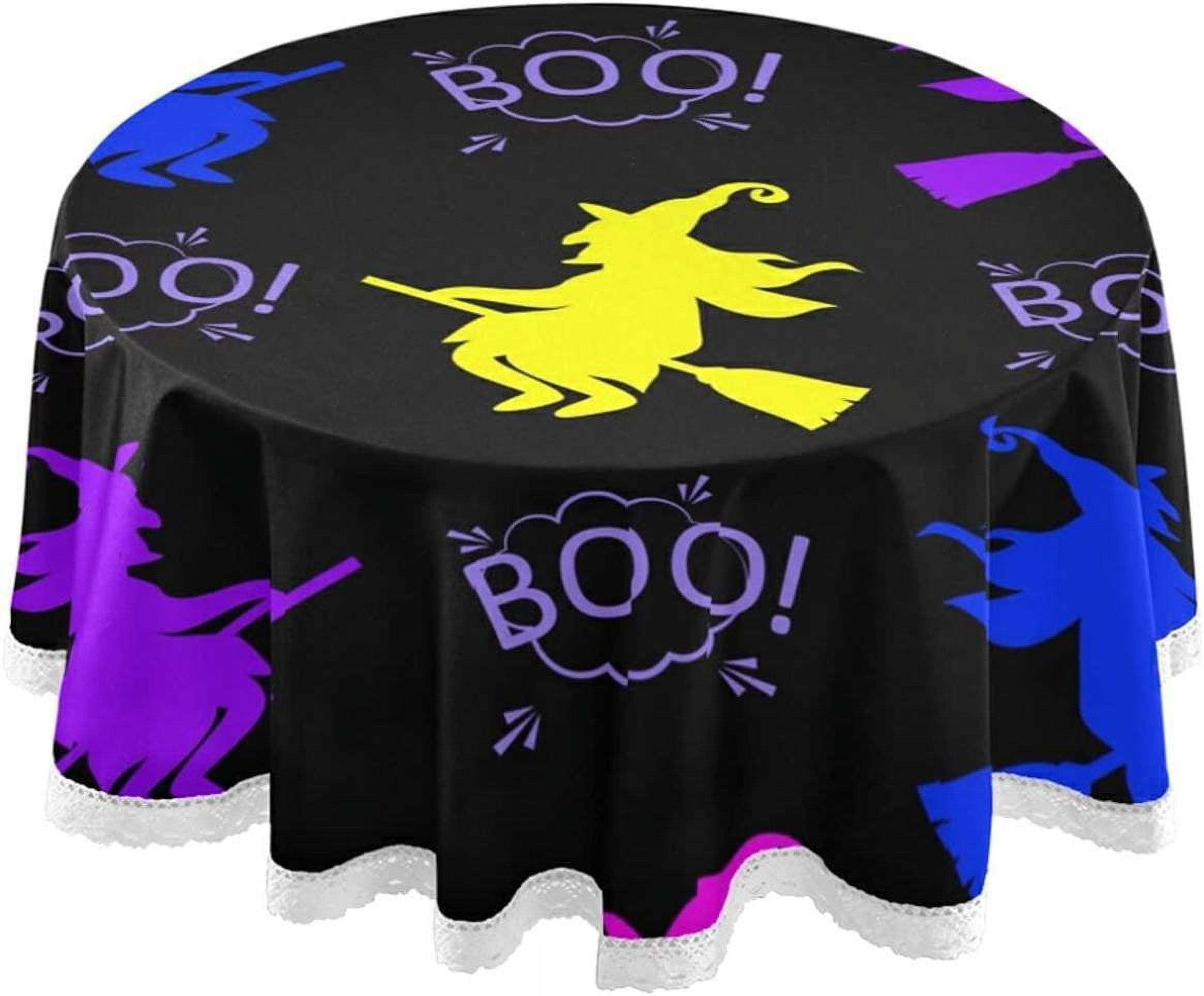 Coolnut Halloween Tablecloth 60 in,Halloween Colored Witch Party Lace ...
