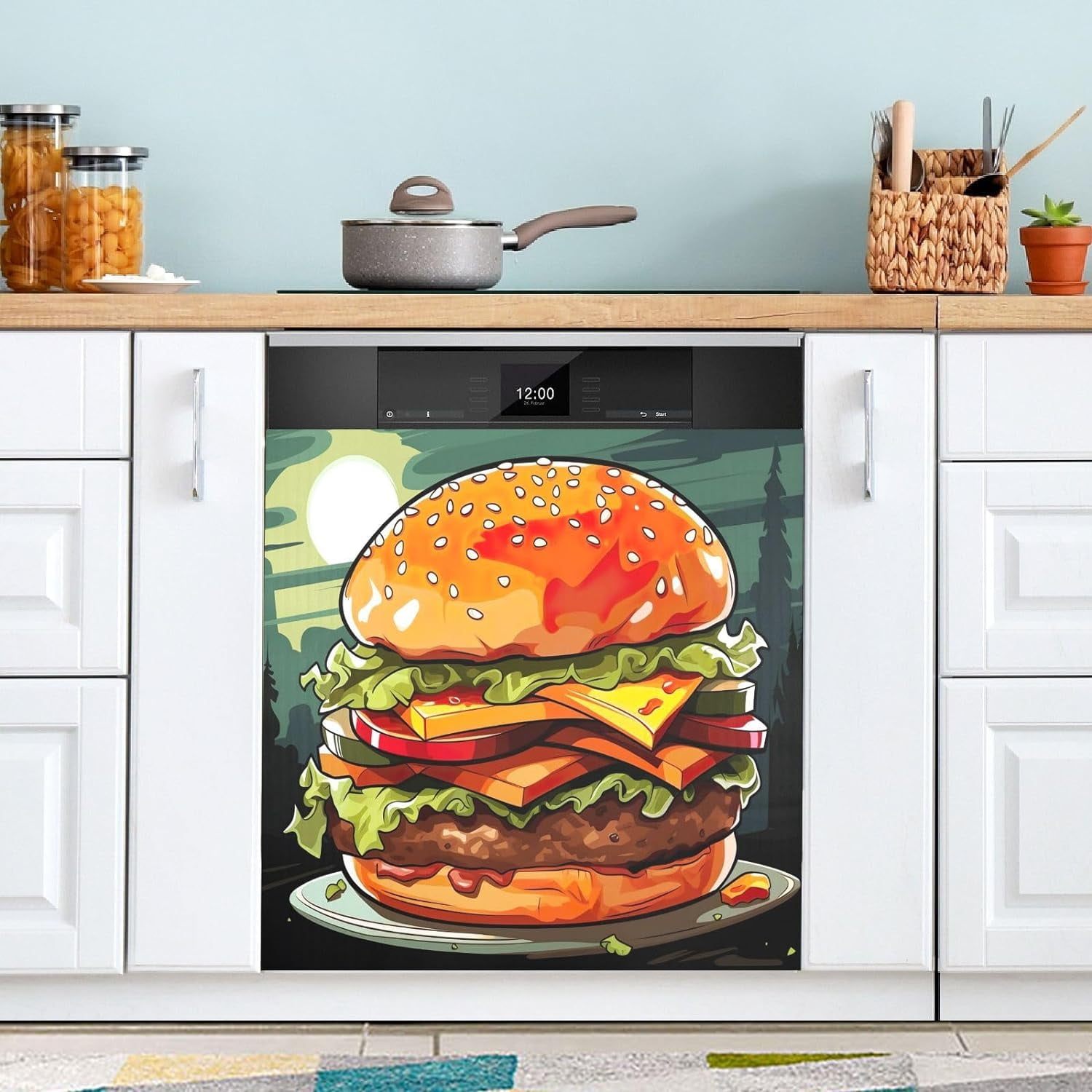 Coolnut Hamburger Dishwasher Magnet Cover, Kitchen Dish Washer Door ...