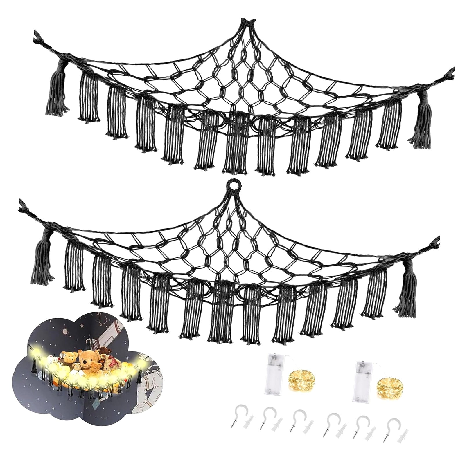 Coolnut Hammock with Stand, Large Stuffed Animals Storage Corner ...