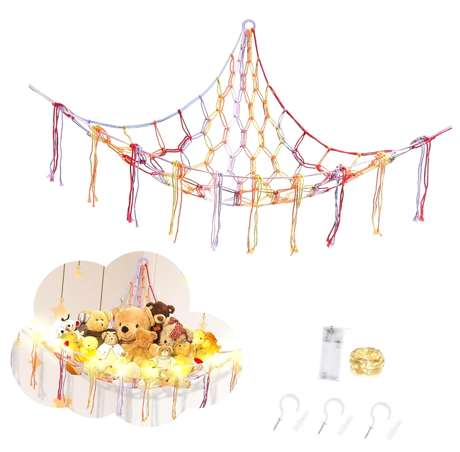 Coolnut Hammock with Storage, Large Stuffed Animals Storage Corner ...