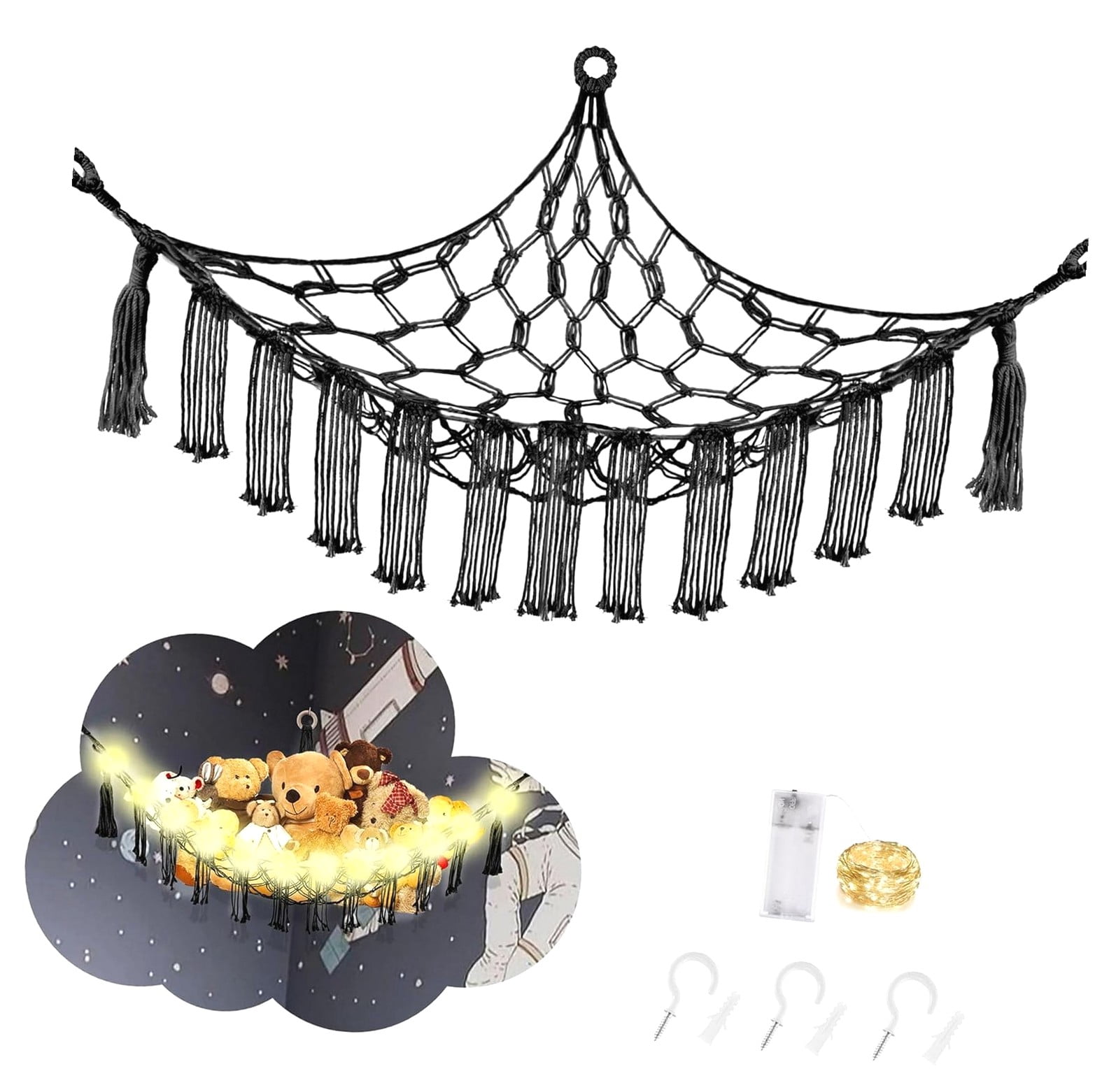 Coolnut Hammock with Storage, Large Stuffed Animals Storage Corner ...