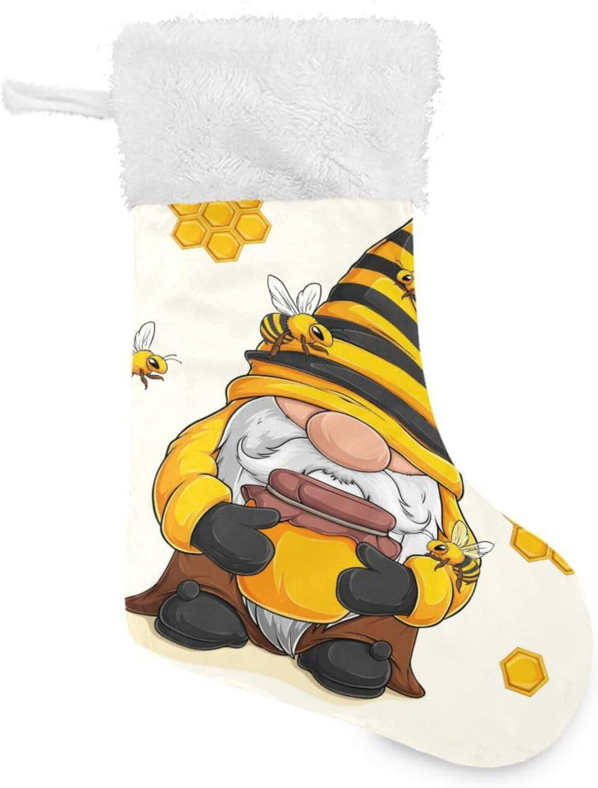 Coolnut Hand Drawn Bee Gnome Christmas Stockings Honeycomb Christmas ...