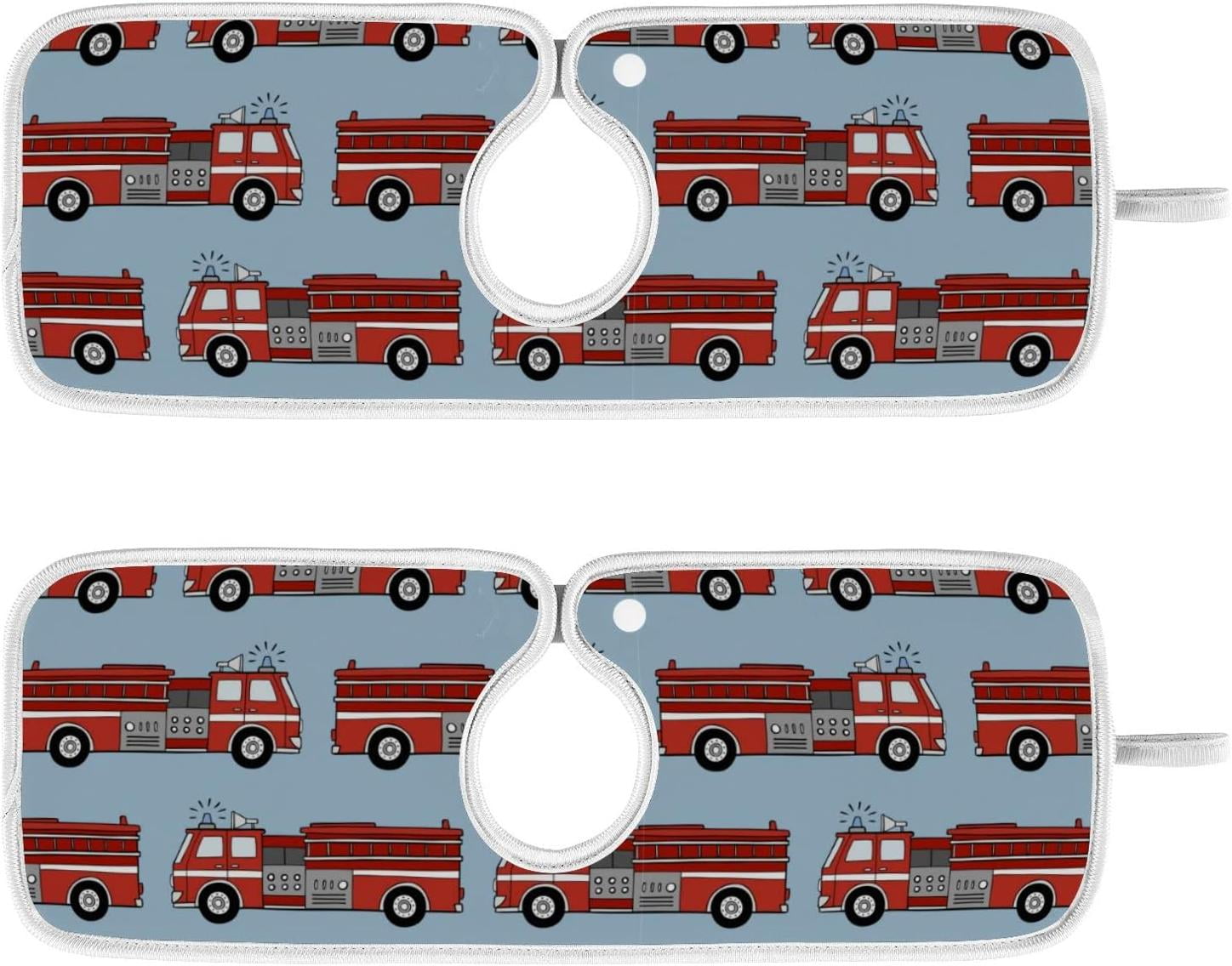 Coolnut Hand Drawn Fire Trucks 2PCS Faucet Absorbent Mat Kitchen Faucet ...