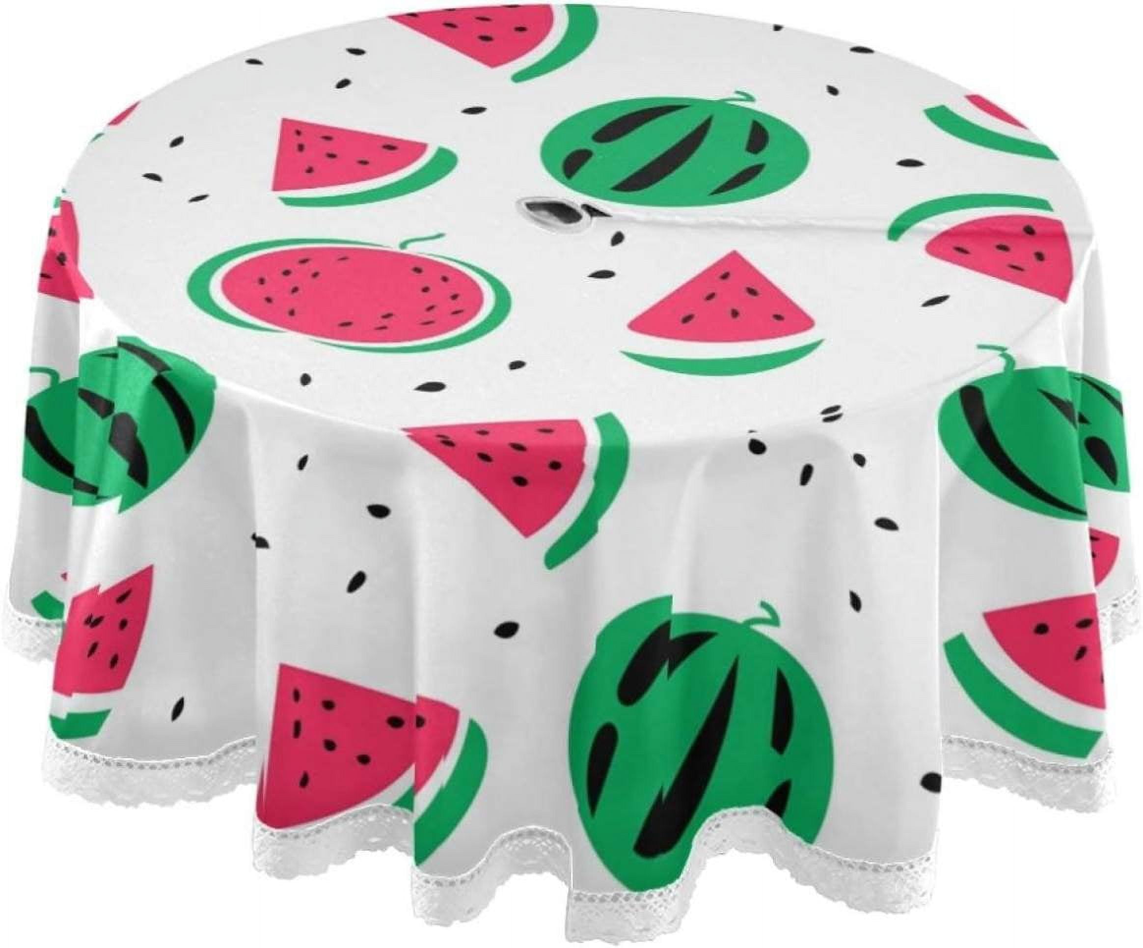 Coolnut Hand Drawn Watermelons Pattern Tablecloth Durable 60 Inch Round ...