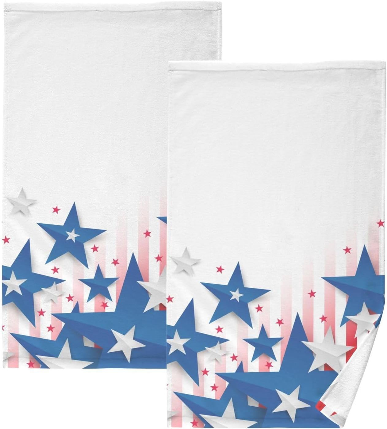Coolnut Hand Towels America Concept Star Patterned 2 PCS, Cotton Bath ...