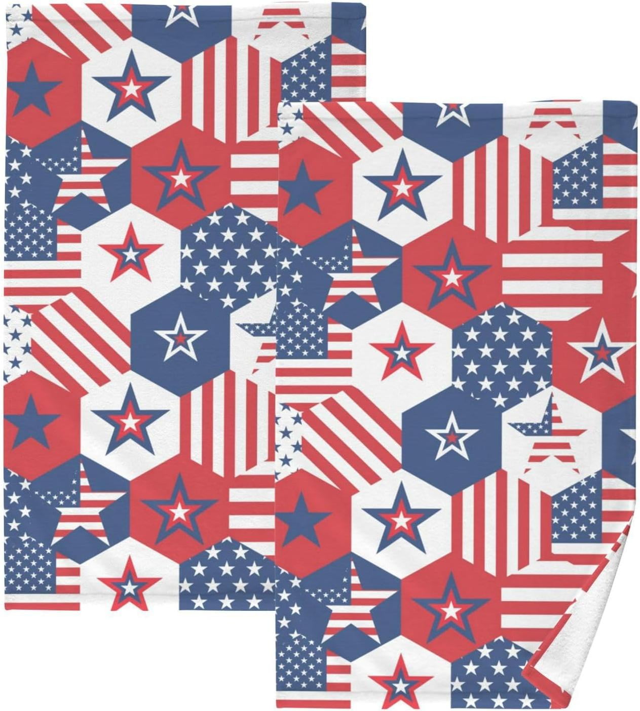 Coolnut Hand Towels America Hexagonal Patterned 2 PCS, Cotton Bath ...