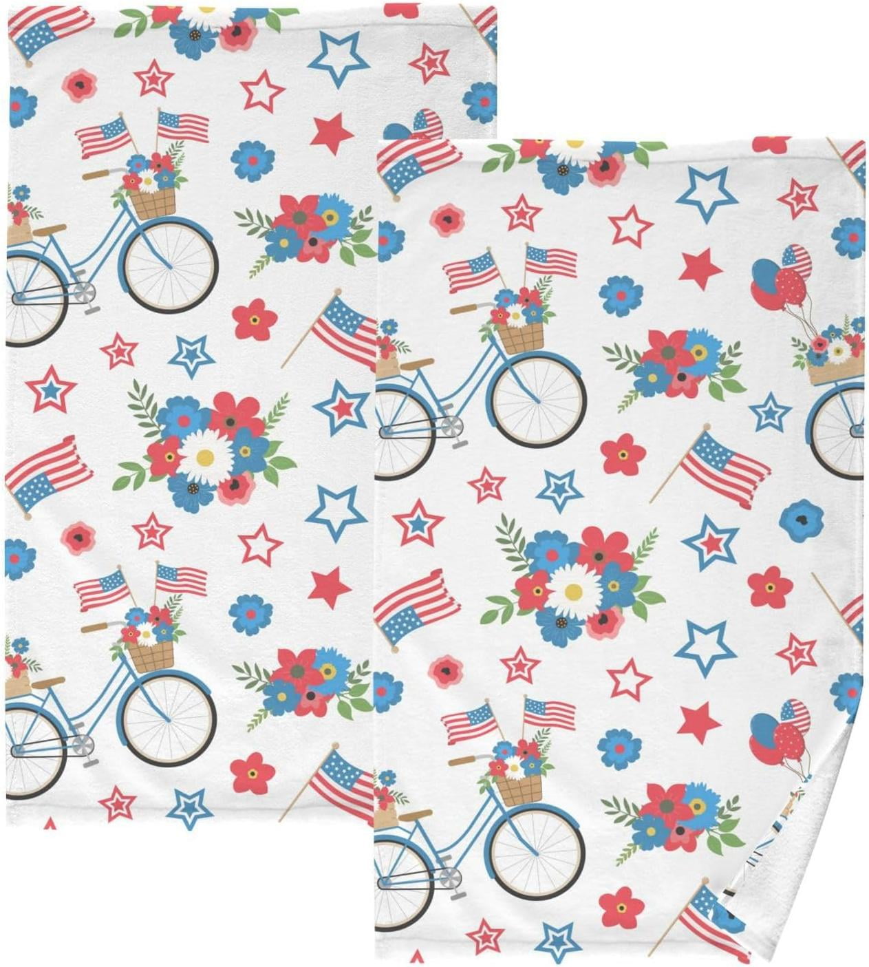 Coolnut Hand Towels American Country Style Patterned 2 PCS, Cotton Bath ...