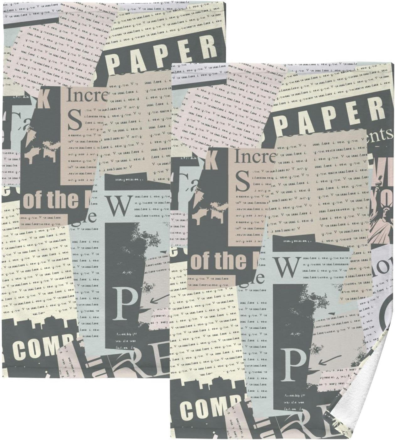 Coolnut Hand Towels Color Newspaper Patterned 2 PCS, Cotton Bath Towel ...