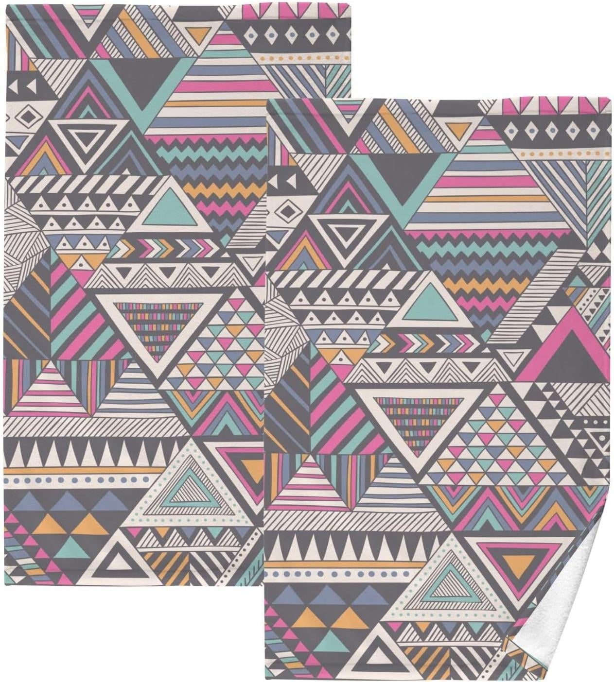 Coolnut Hand Towels Gemometric Aztec Print, Cotton Bath Towels Drying ...