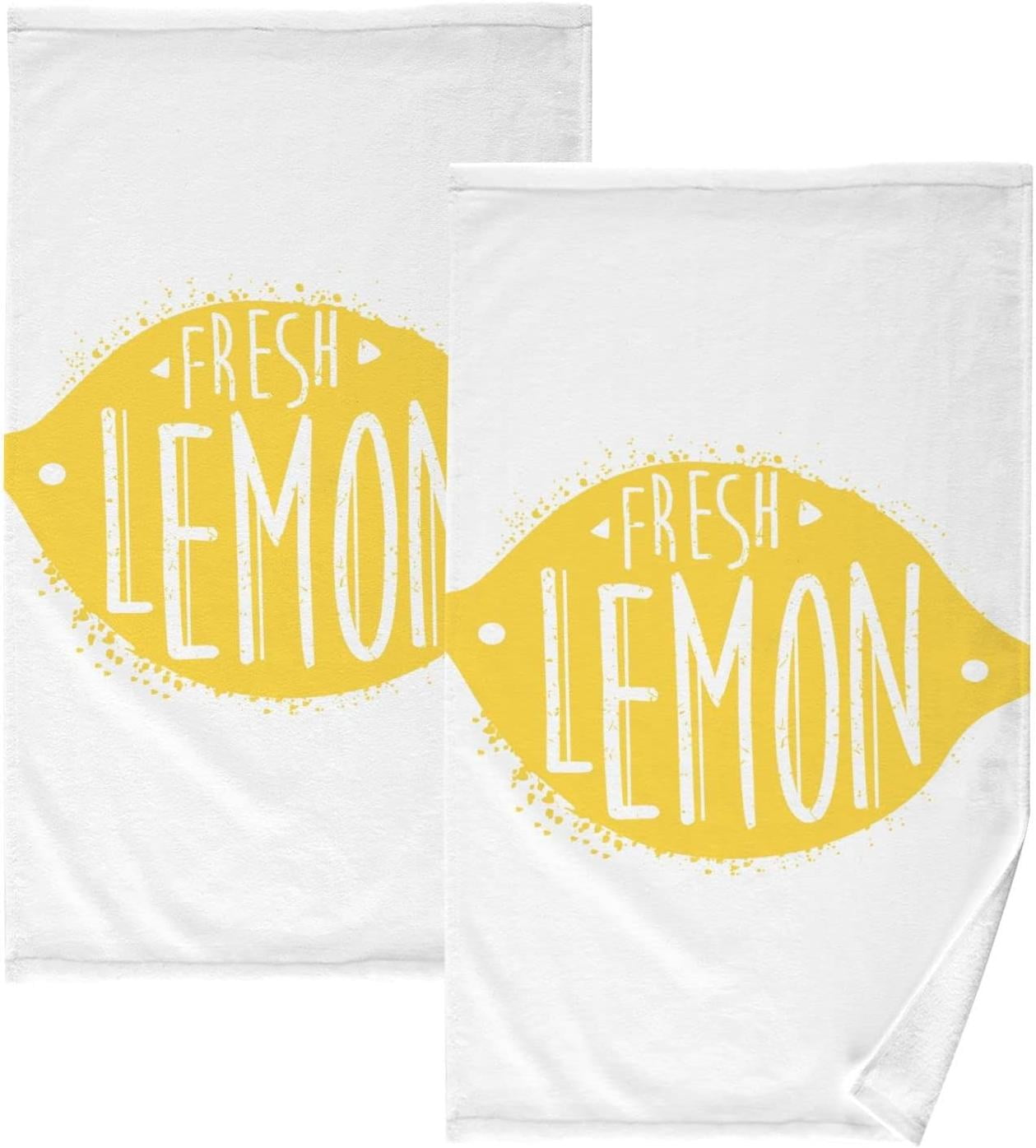 Coolnut Hand Towels Lemon Silhouette Patterned 2 PCS, Cotton Bath Towel ...