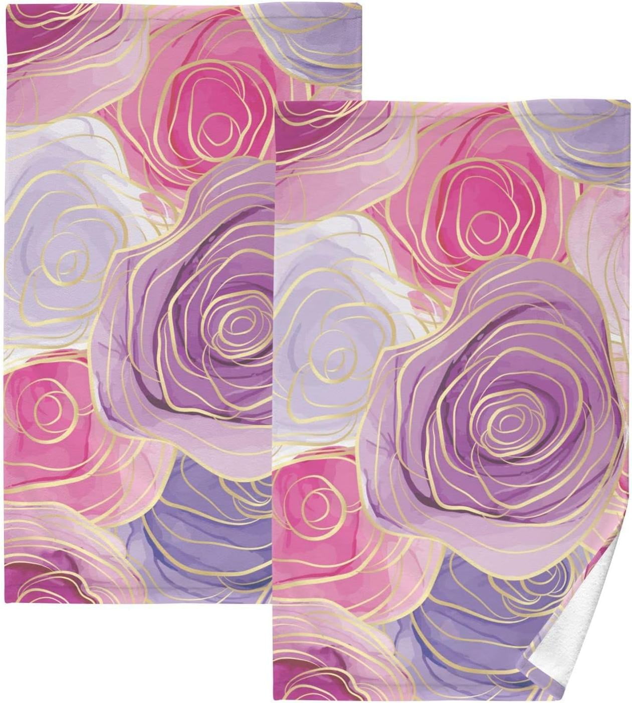 Coolnut Hand Towels Luxury Pink Floral Patterned 2 PCS, Cotton Bath ...