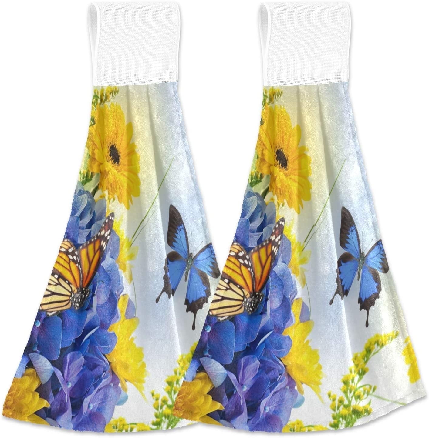 Coolnut Hand Towels Set of 2, Absorbent Hanging Towels with Loop & Hook ...