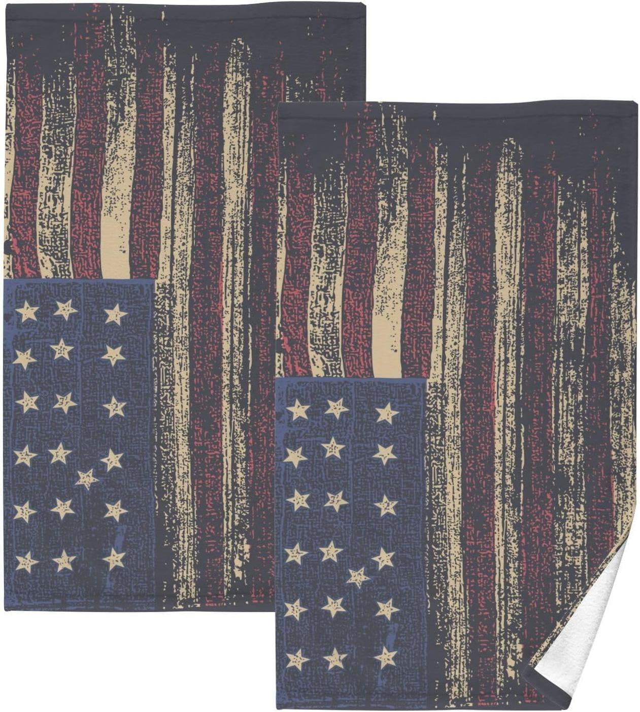 Coolnut Hand Towels Vintage USA Flag Patterned 2 PCS, Cotton Bath Towel ...