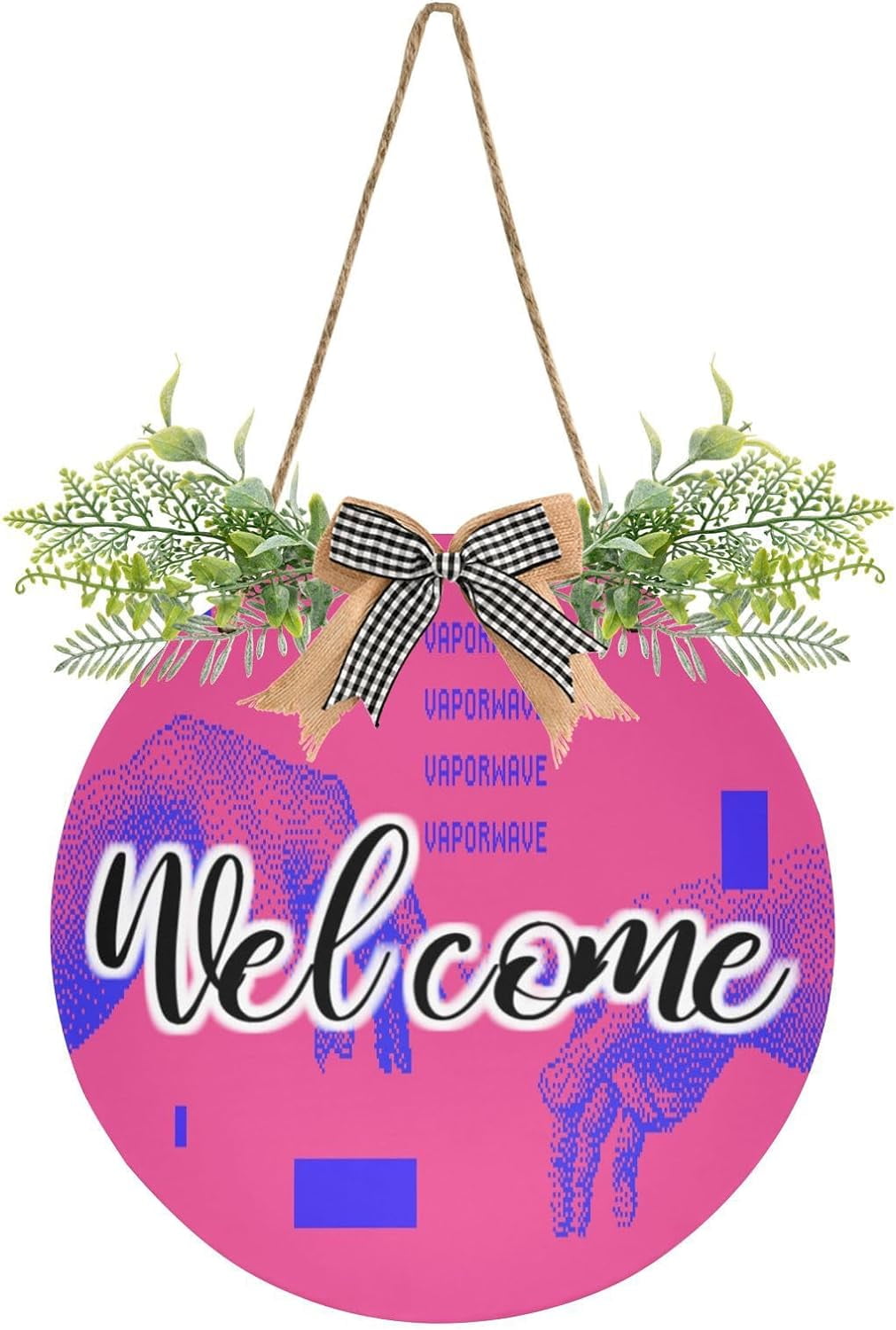 Coolnut Hand Vaporwave Style Front Door Round, Hanging Welcome Sign ...