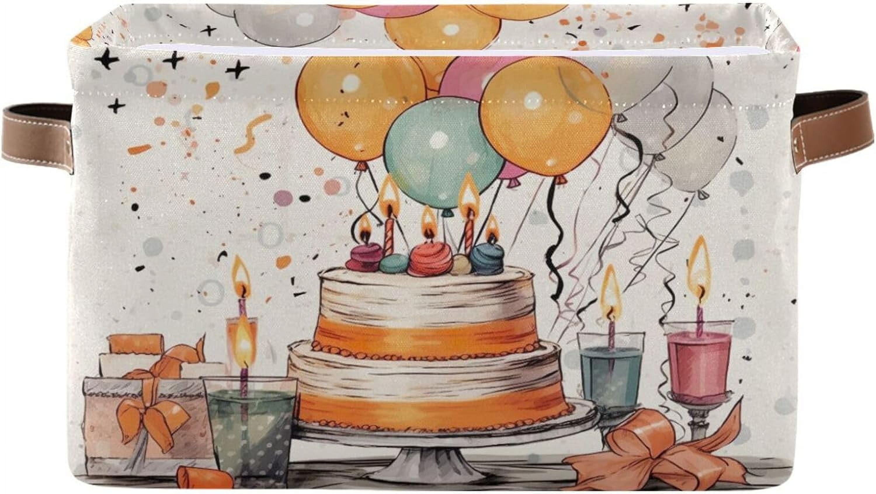 Coolnut Happy Birthday Pattern Foldable Storage Basket for Shelves ...