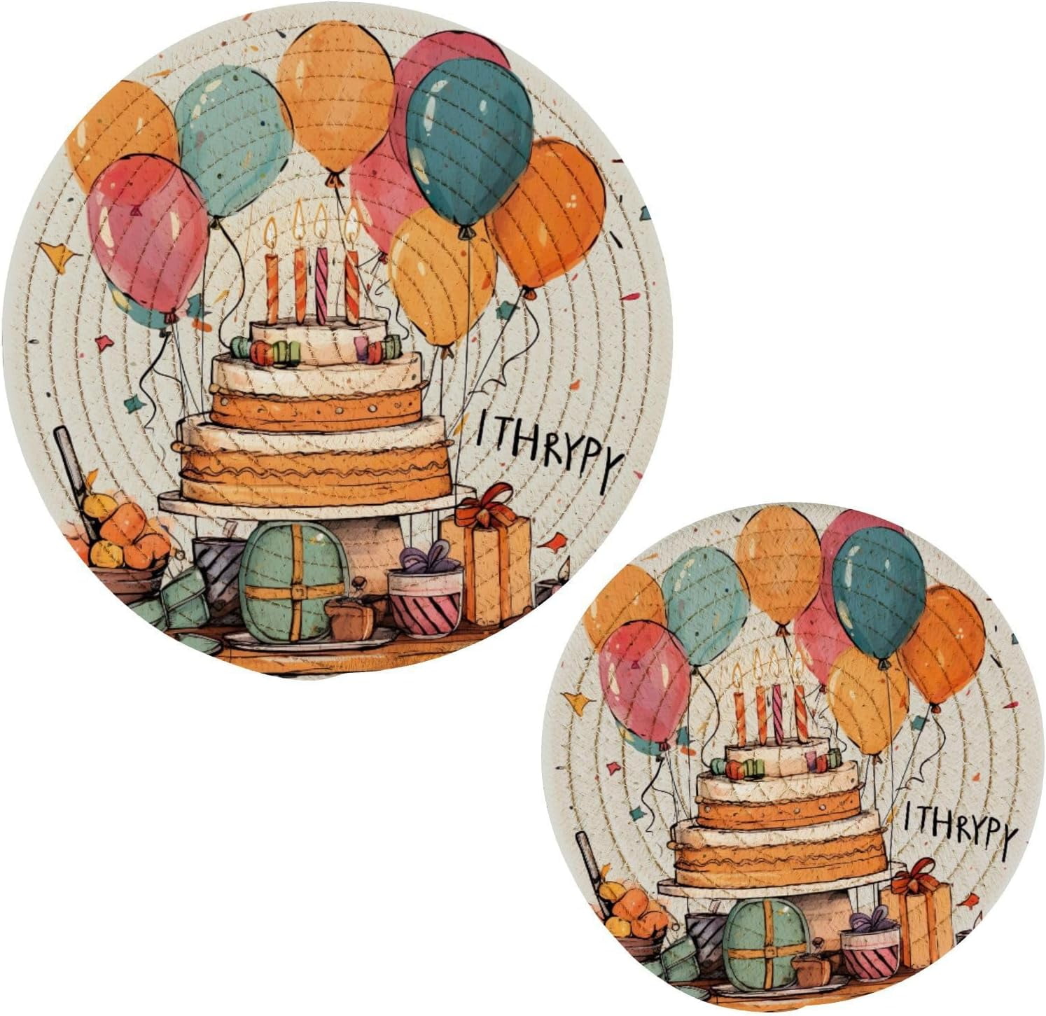 Coolnut Happy Birthday Pattern Trivets Pot Holders Set of 2 Potholders ...