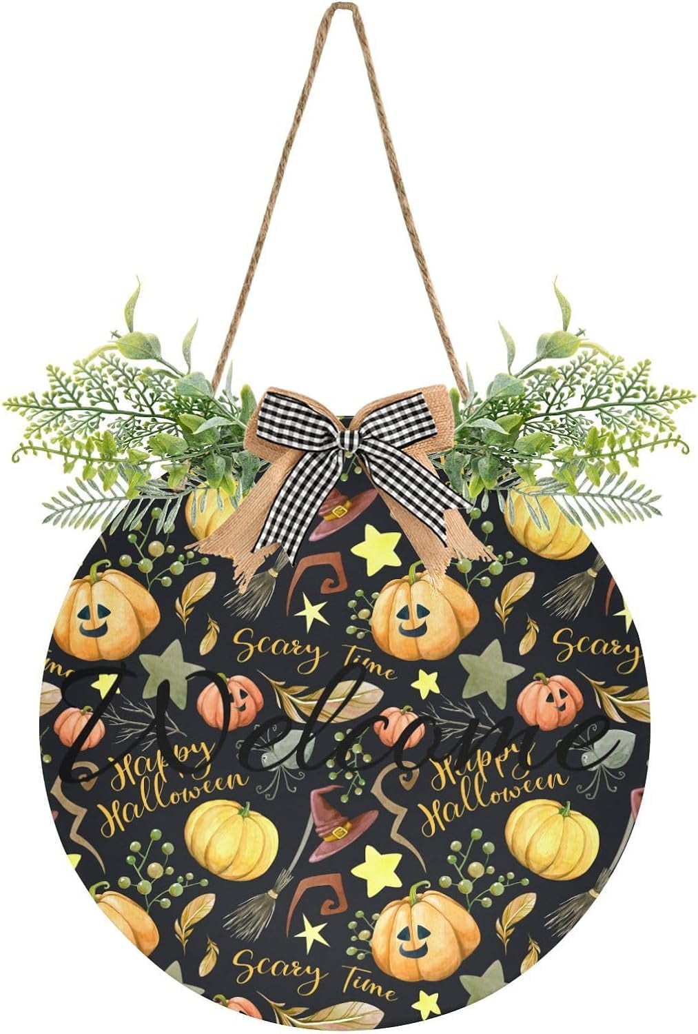 Coolnut Happy Halloween Welcome Sign Front Door Round Wall Door Sign ...