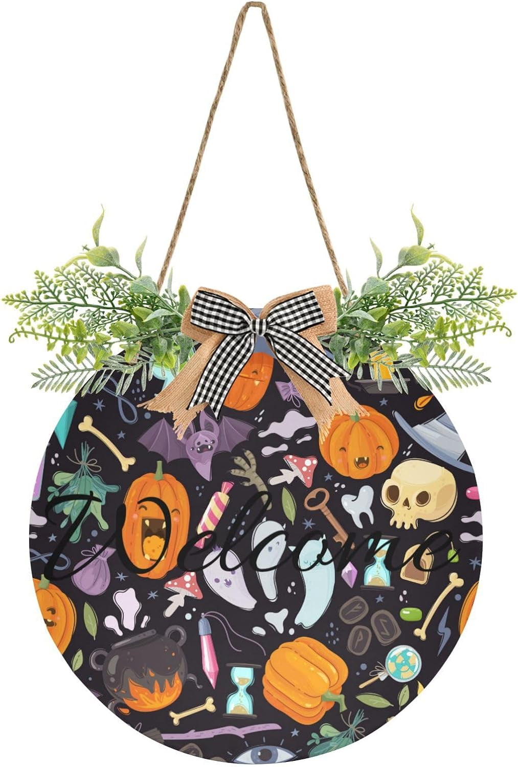 Coolnut Happy Halloween Welcome Sign Front Door Round Wall Door Sign ...