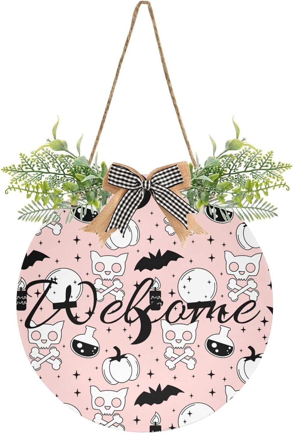 Coolnut Happy Halloween Welcome Sign Front Door Round Wall Door Sign ...