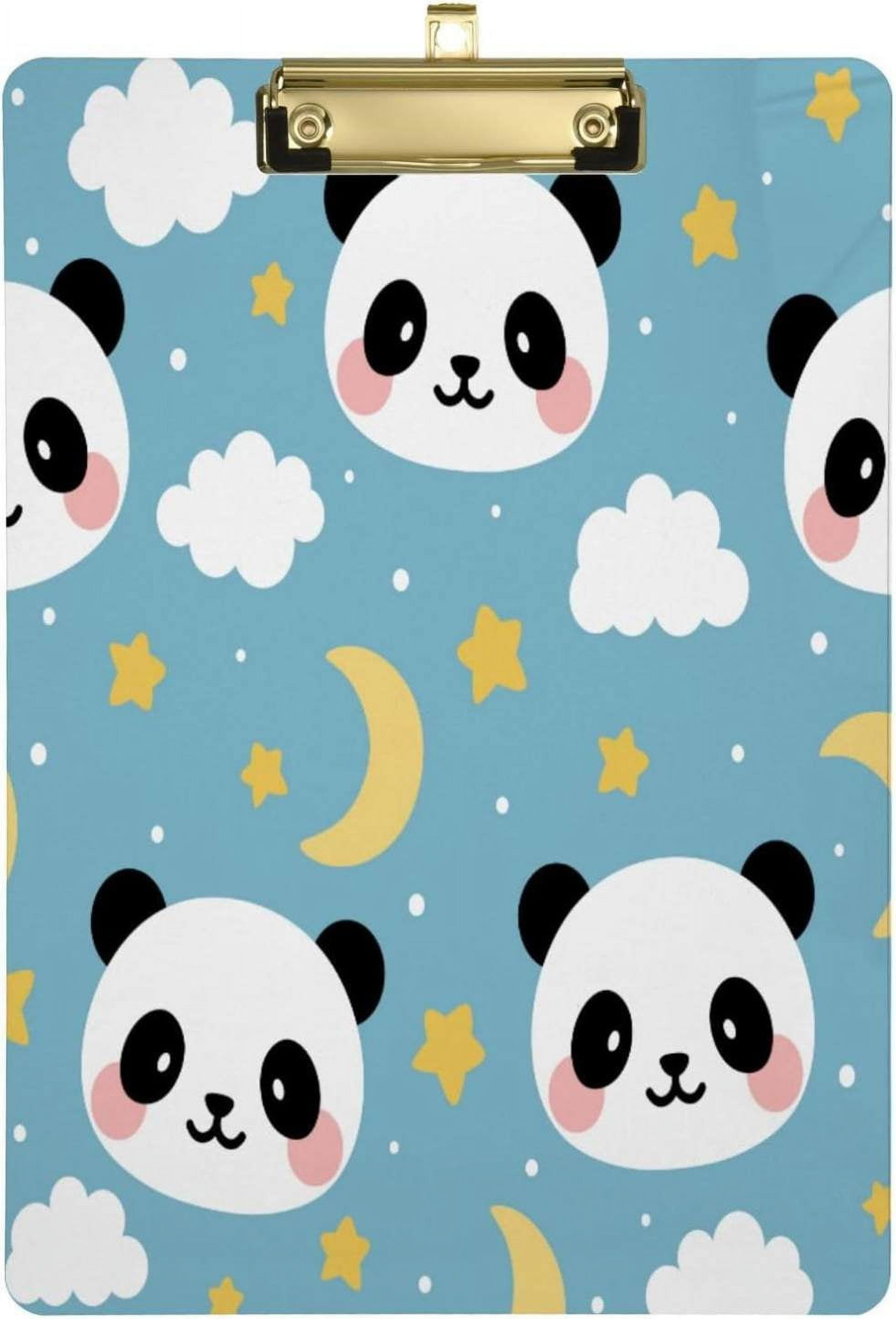 Coolnut Happy Panda Acrylic Clipboard with Low Profile Silver Metal ...