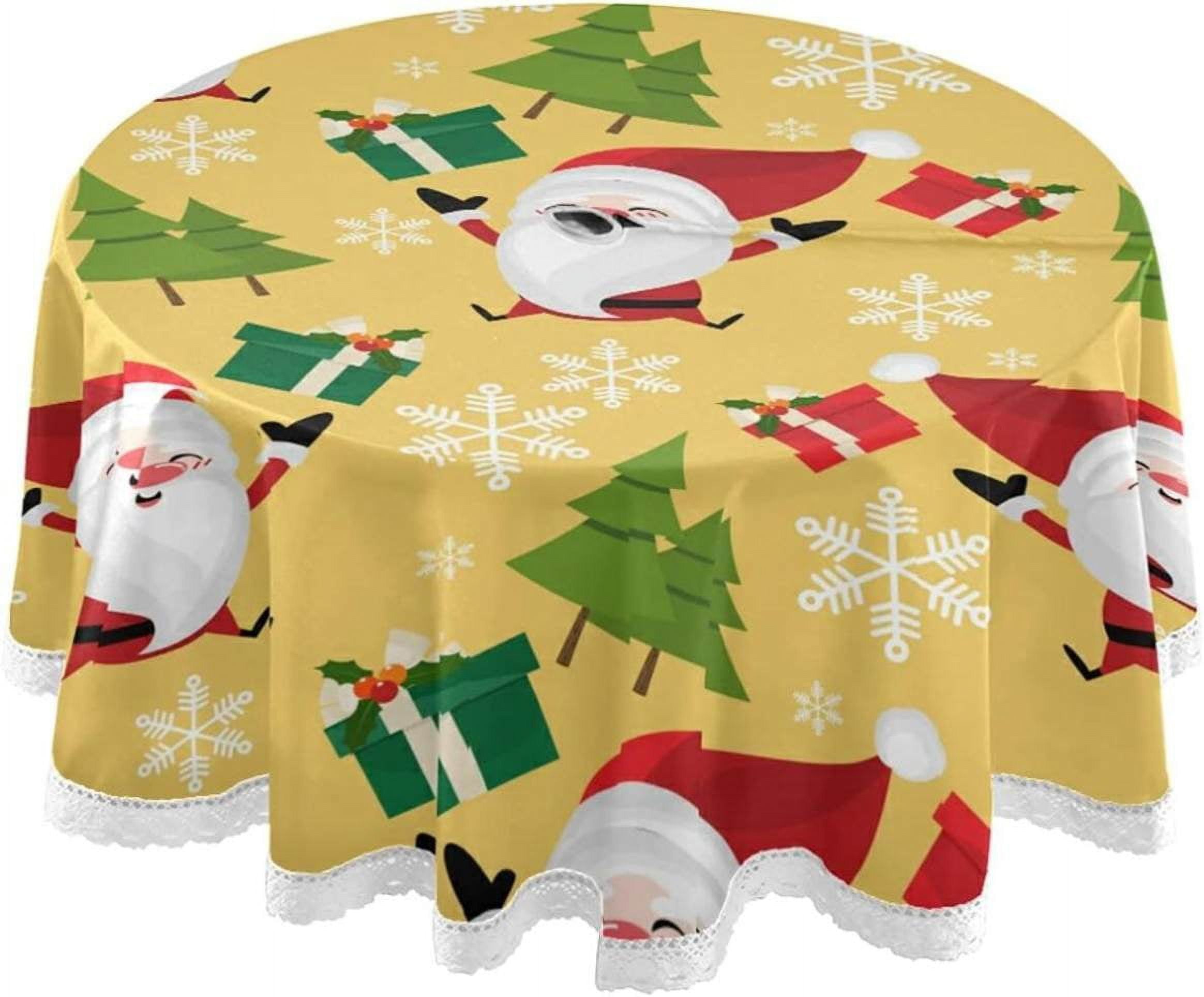 Coolnut Happy Santa Claus with Gift Box Round Tablecloth 60 ...