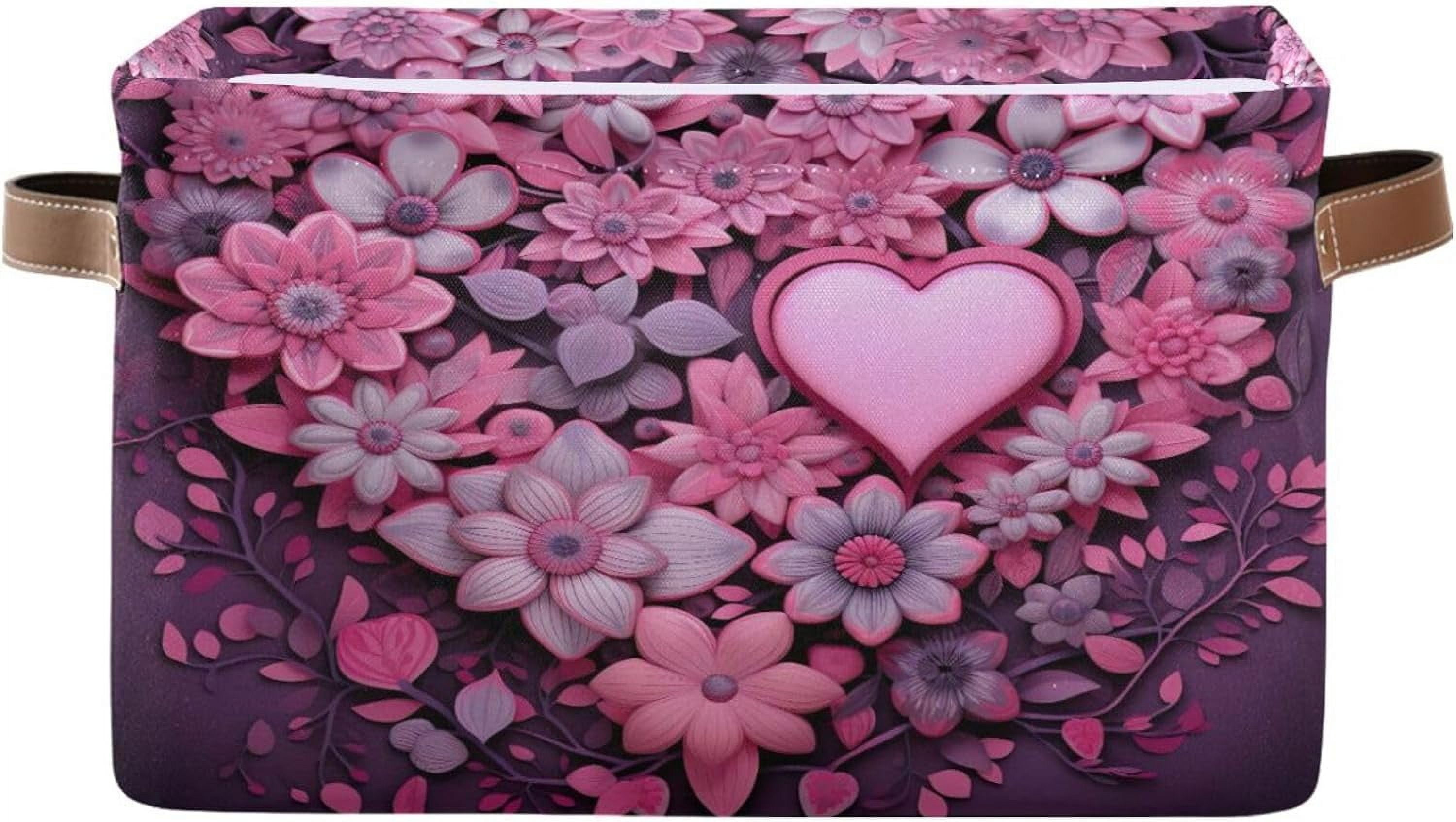 Coolnut Heart and Flower Foldable Storage Basket for Shelves ...