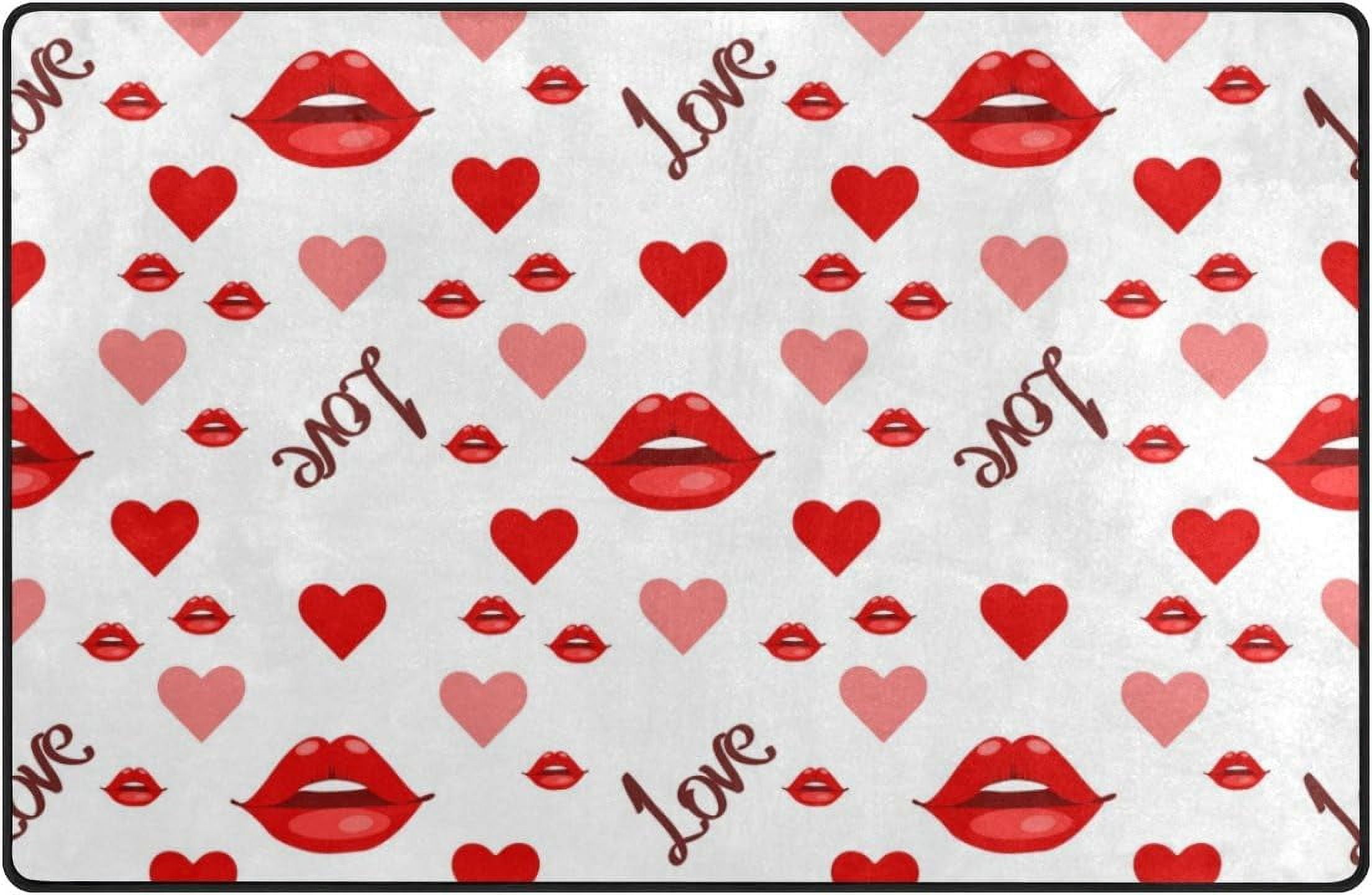 Coolnut Heart Lips Valentines Day Decoration Area Rug Pad - 31 x 20 ...