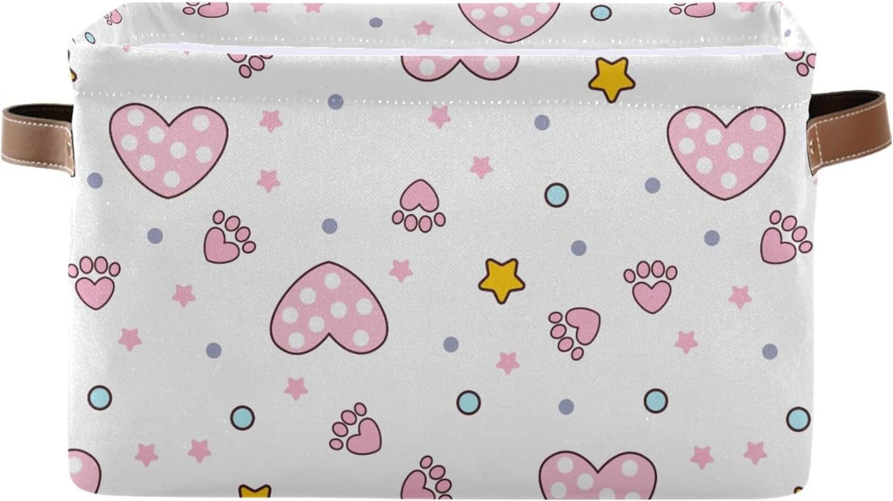 Coolnut Hearts Paws Storage Basket Foldable Storage Bin 2 Pack, Canvas ...