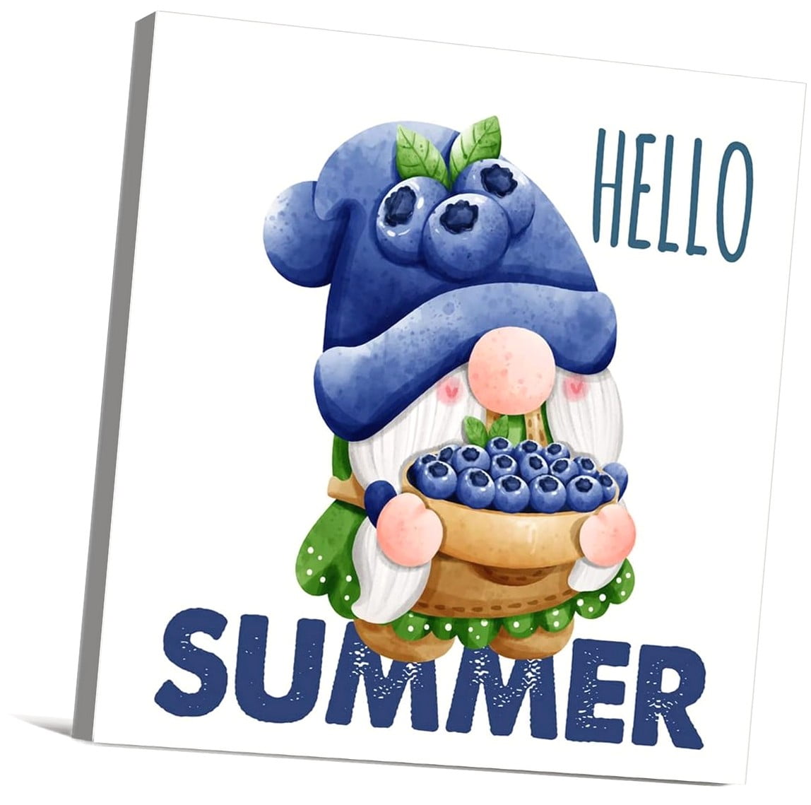 Coolnut Hello Canvas Wall Print 8x8 Inch Blueberry Gnome Poster Painting Desk Sign Kitchen Decor ...