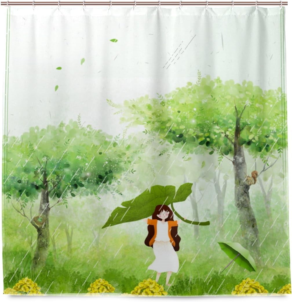 Coolnut Hello Spring Girl Bath Shower Curtain Liners 72"x72", 100% ...