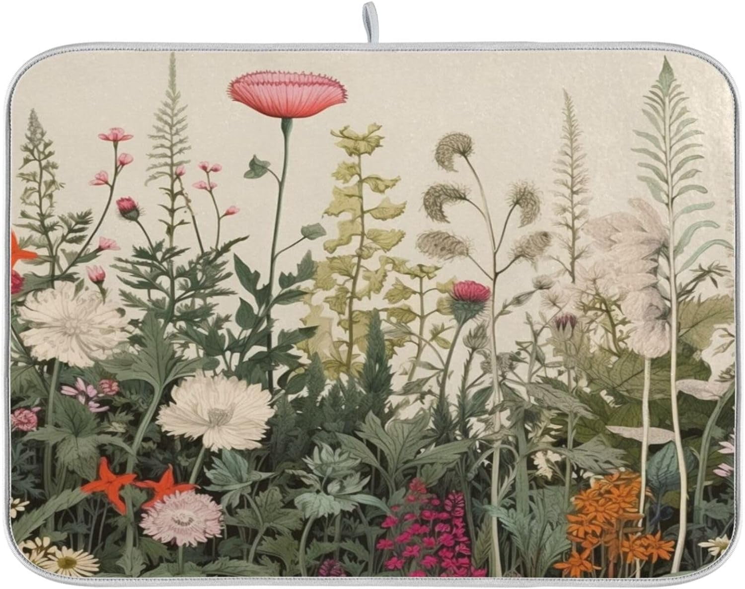 Coolnut Herbal Wildflowers Dish Drying Mat for Kitchen Counter, Ultra ...