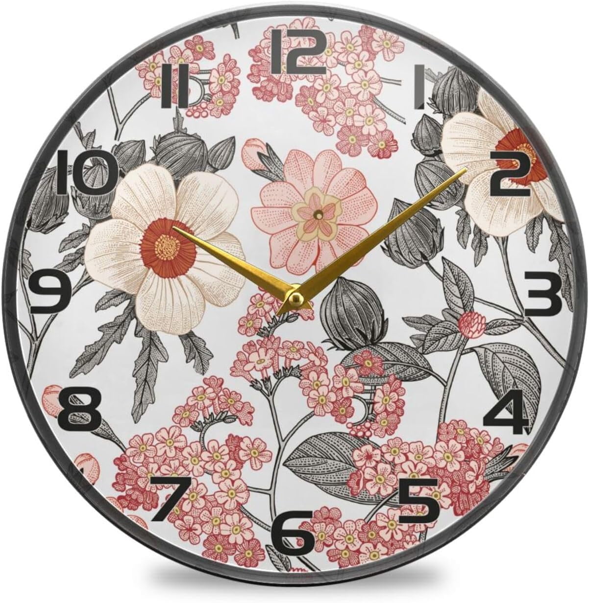 Coolnut Hibiscus Wildflowers Wall Clock, 9.5 Inch Round Wall Clock ...