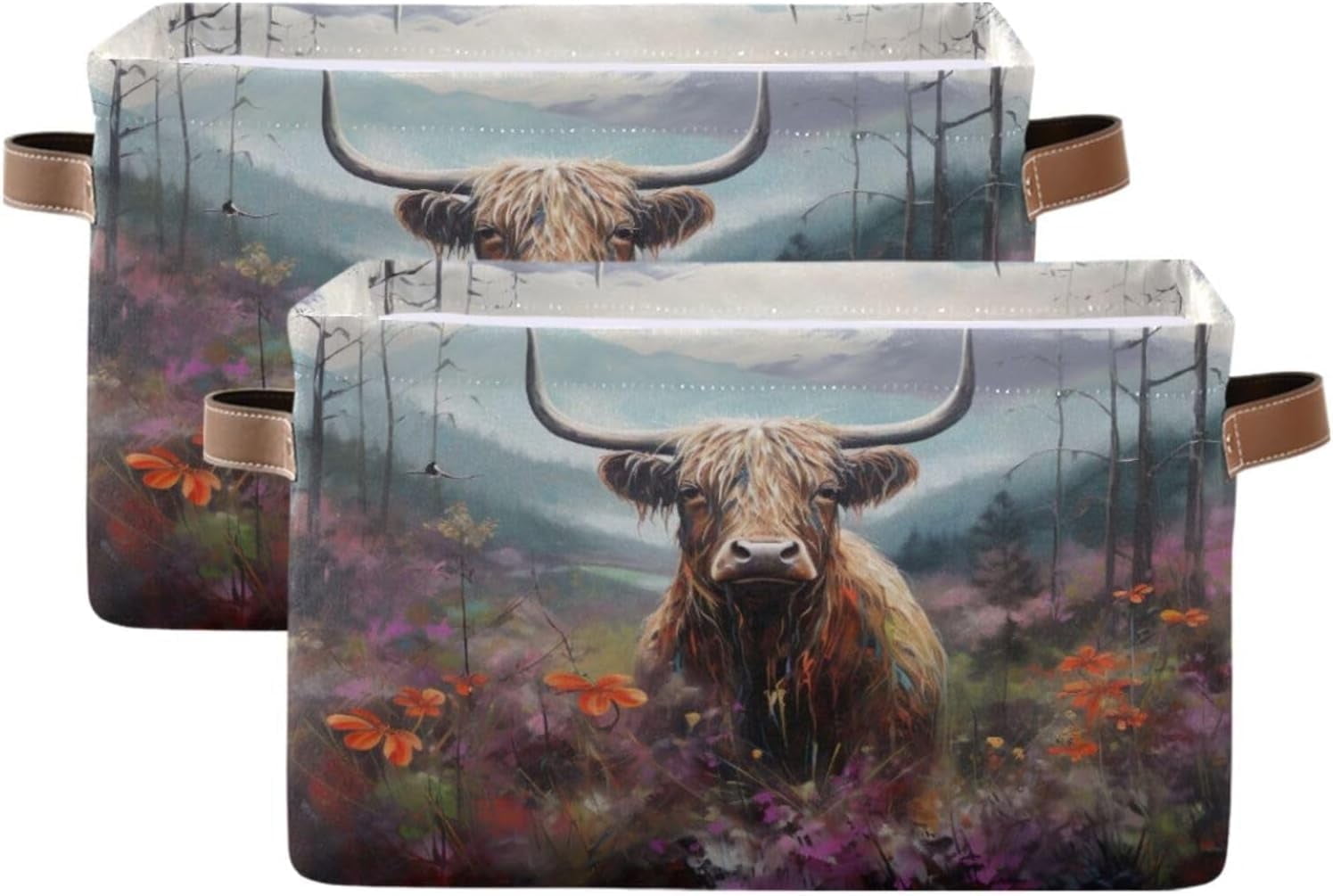 Coolnut Highland Cow Foldable Storage Basket for Shelves, Collapsible ...