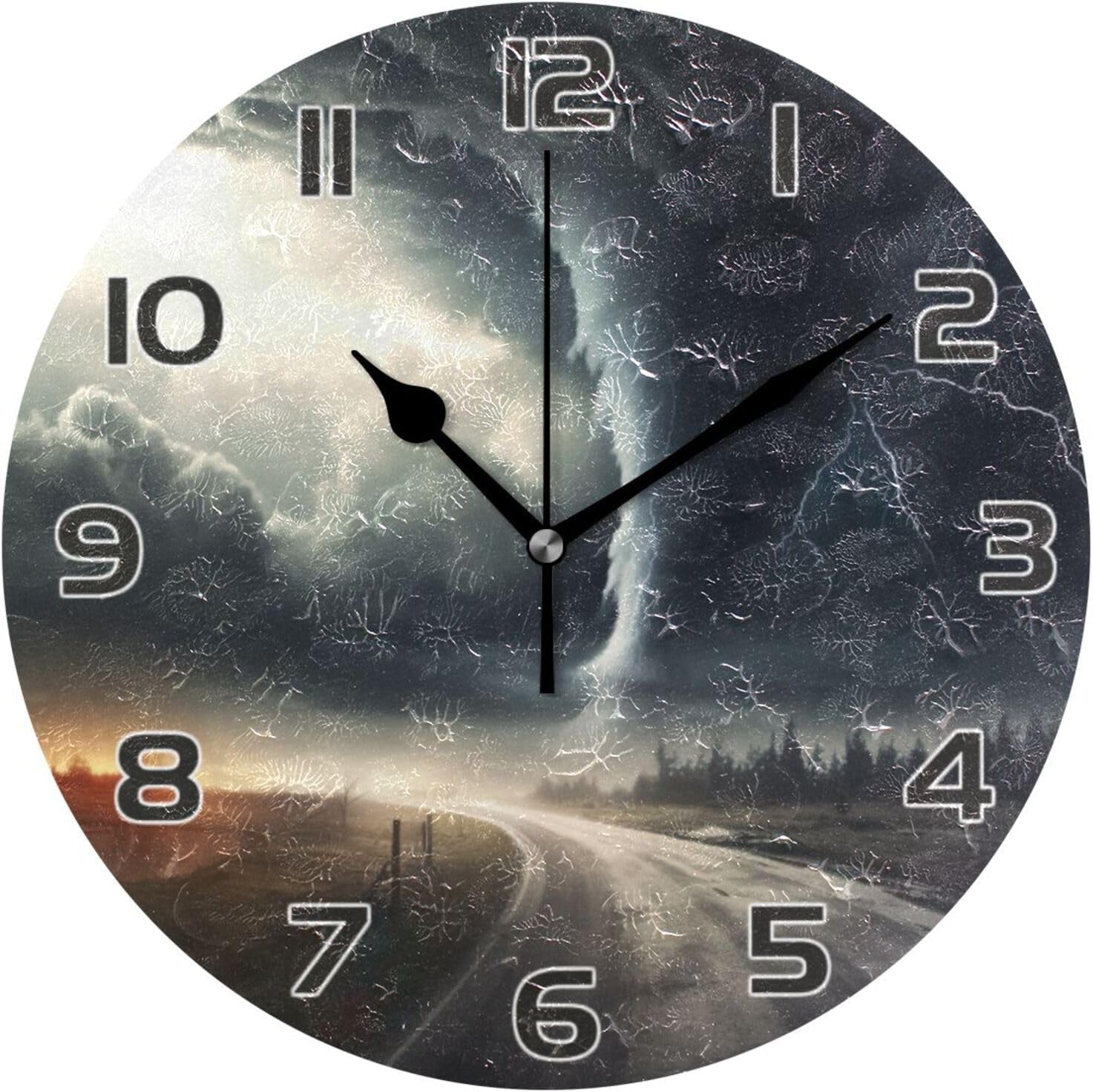 Coolnut Highway Tornado Wall Clock Round Vintage Silent Non Ticking ...
