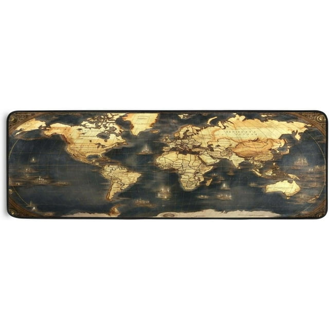 Coolnut Historic World Map Area Rug - 2' x 6' Washable Runner Rugs with ...