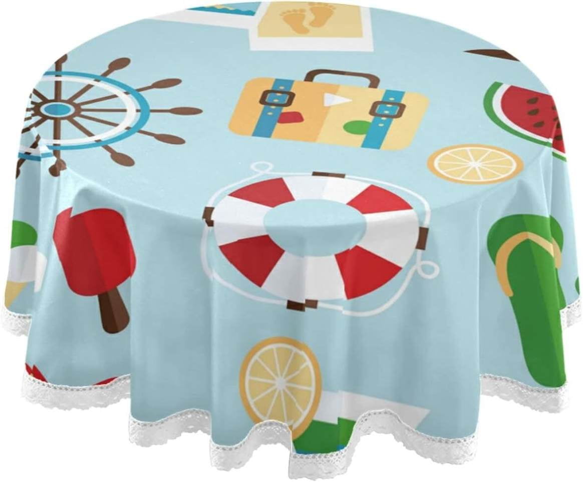 Coolnut Holiday Watermelon Lemon Round Tablecloth 60In,Table Cover ...