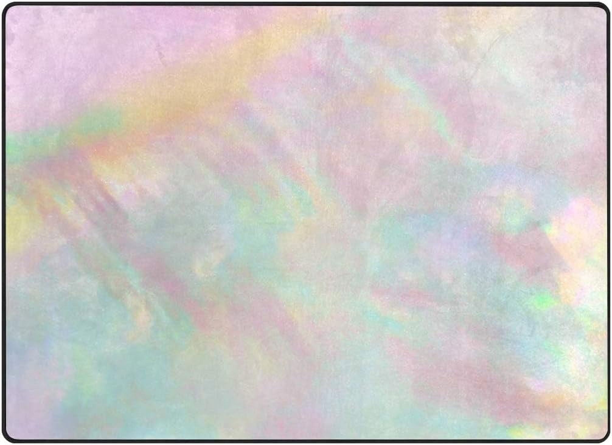 Coolnut Holographic Iridescent Pink Orange Area Rug Carpet, Light ...