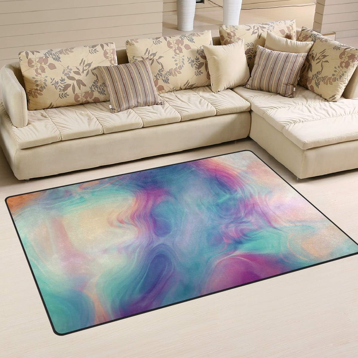 Coolnut Holographic in Pastel Light Color Area Rug Carpet for Living ...