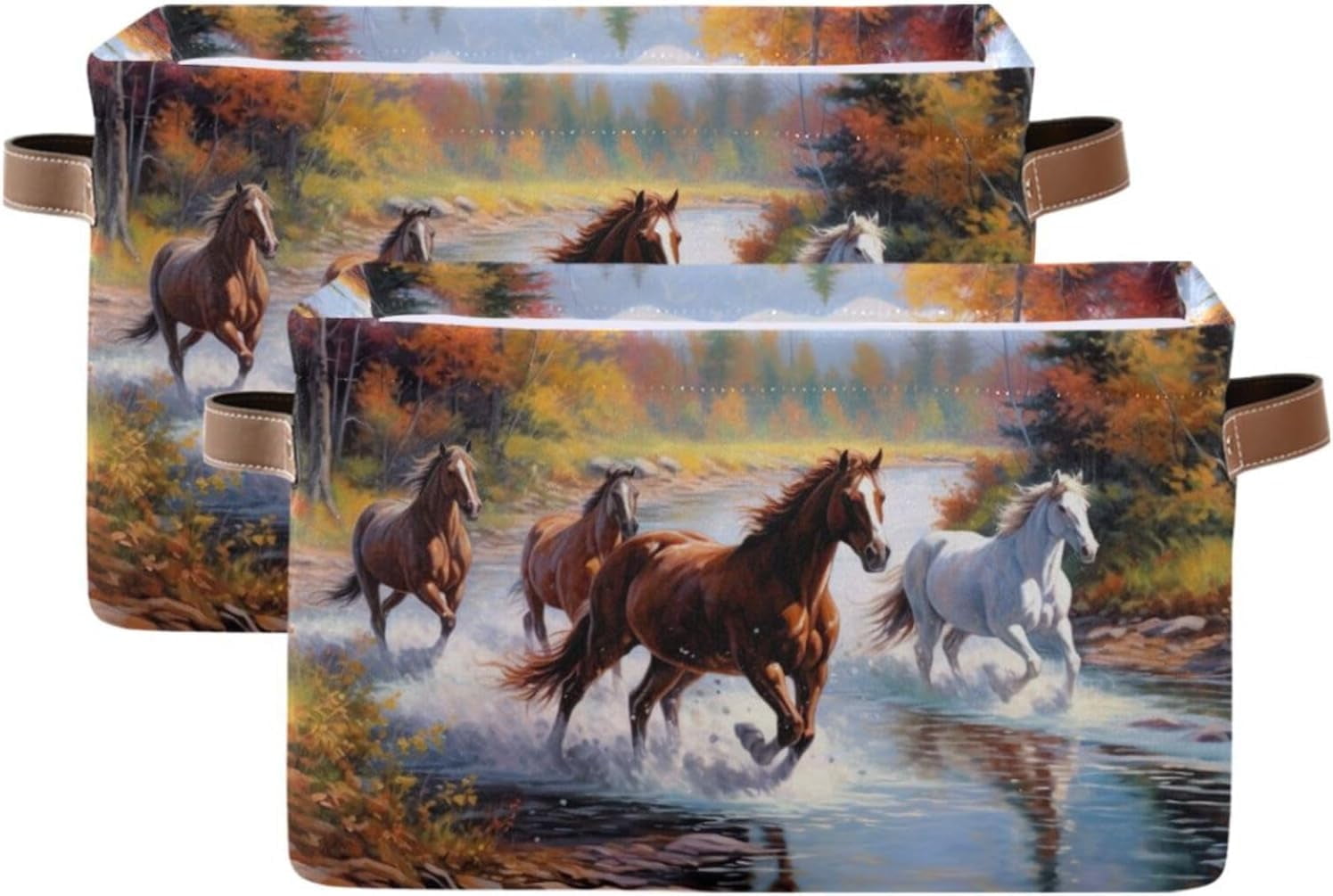 Coolnut Horses Running Across A Stream Foldable Storage Basket for ...
