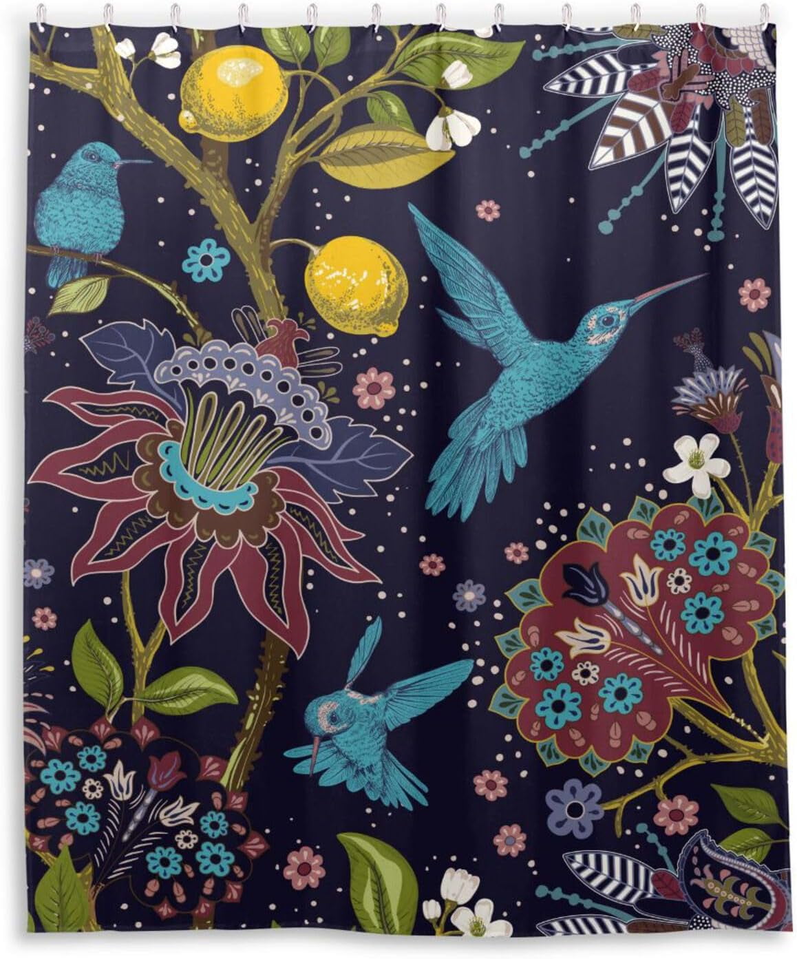 Coolnut Hummingbird Bathroom Waterproof Shower Curtain Set Bathtub ...