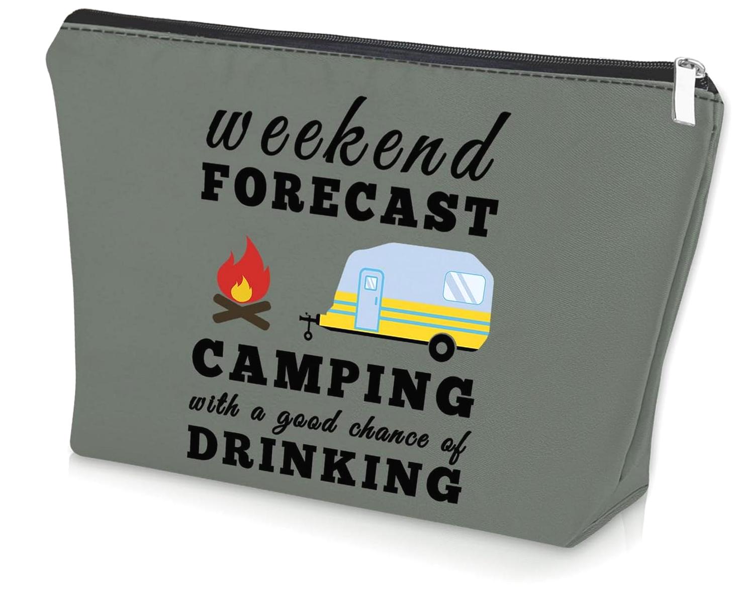 Coolnut Humorous Camping Accessory for Women Gray Makeup Pouch Joyful ...