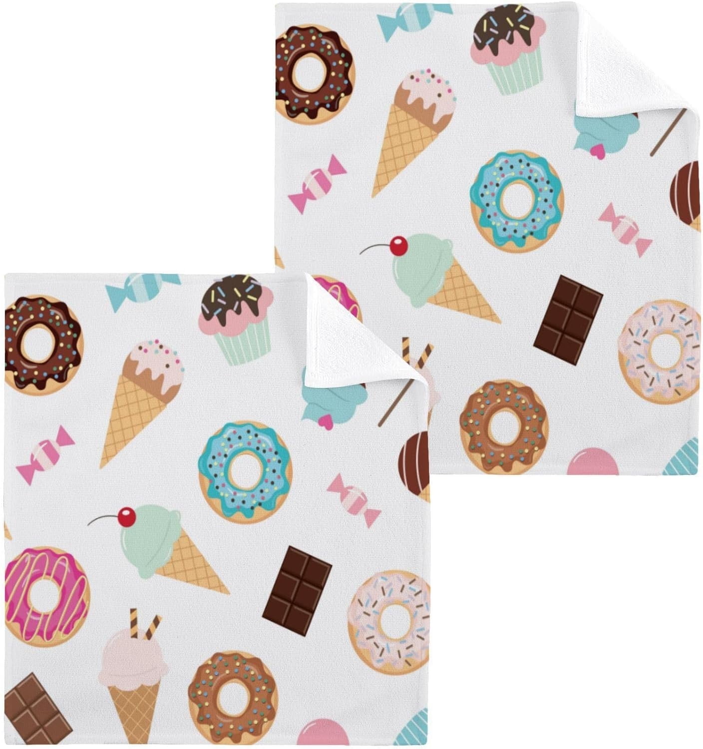 Coolnut Ice Cream Cone Washcloths 2 Pack, Highly Absorbent Soft Cotton ...